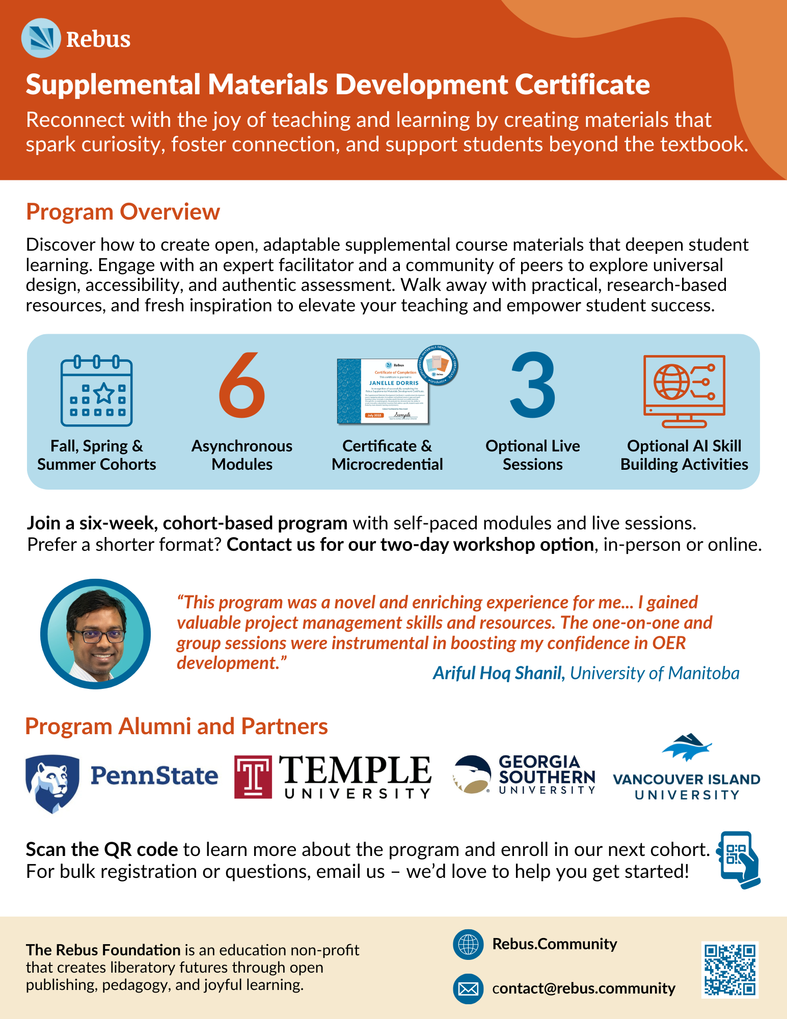 Supplemental Materials Development Certificate | Rebus